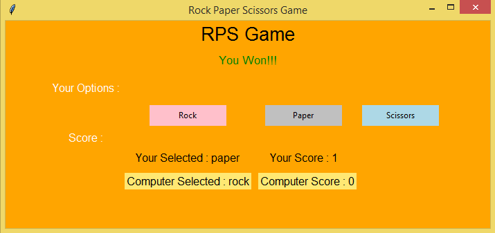 Rps Game Using Tkinter In Python With Source Code Sourcecodester
